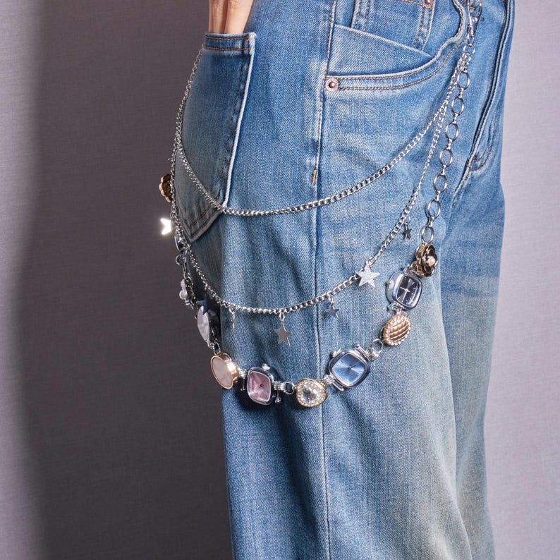 Triple-layer Watch Waist Chain | Vintage Colorful Pants Accessory ...