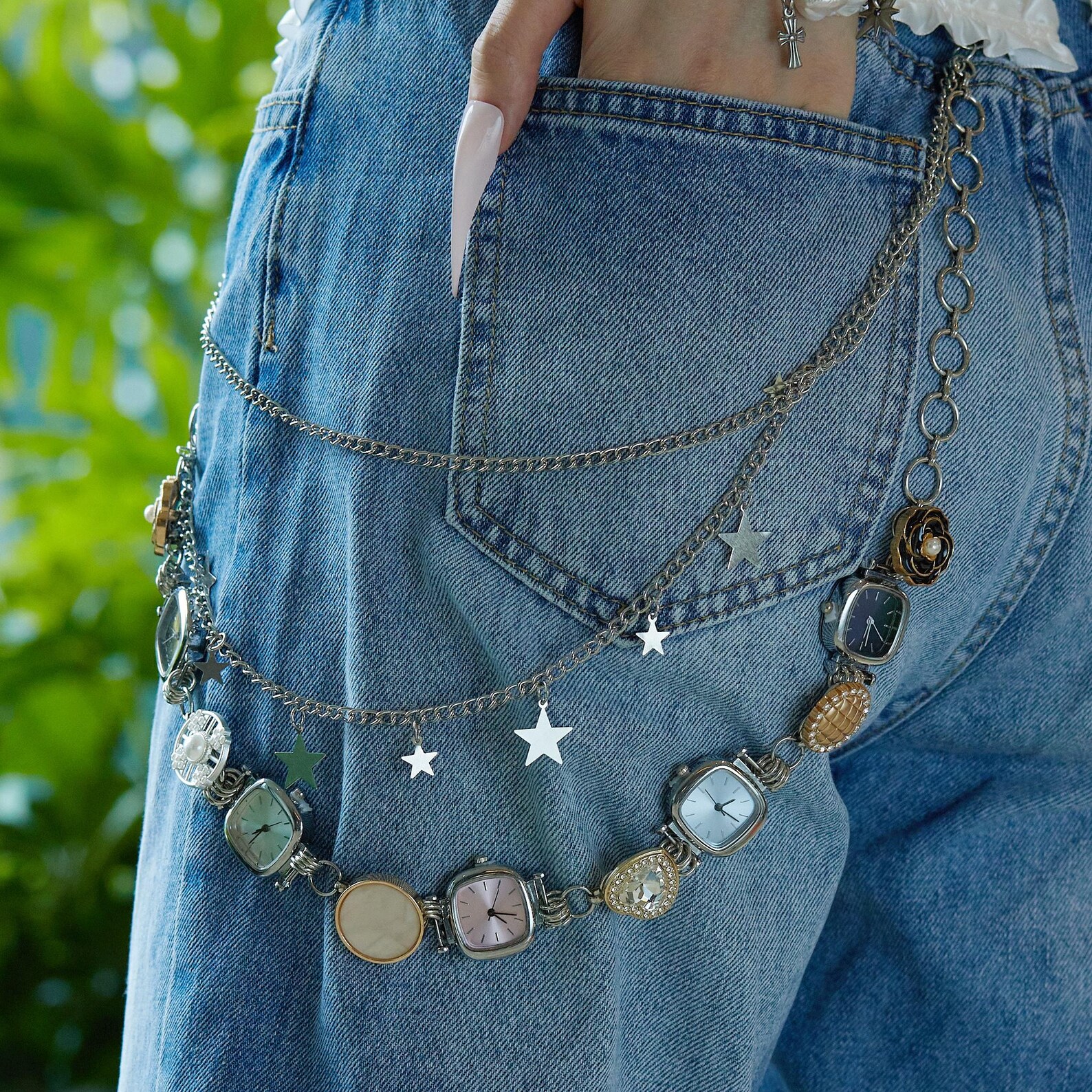 Triple-layer Watch Waist Chain | Vintage Colorful Pants Accessory ...