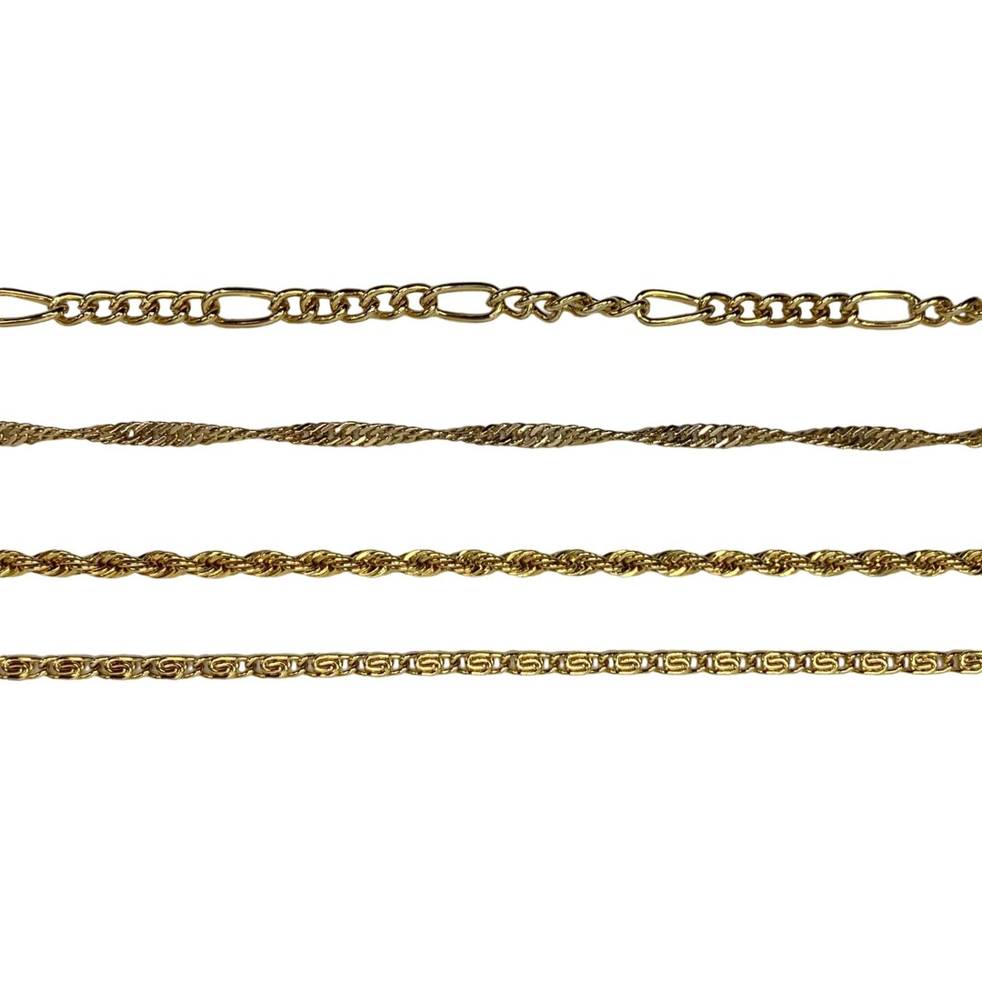 18K GP 20 Inch Chain Necklace and Bracelet Set Rope Figaro - Etsy
