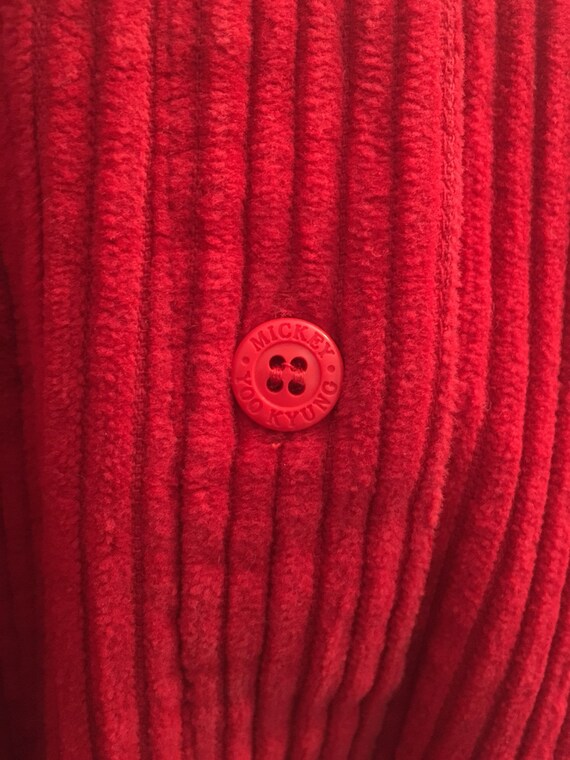 Long Mickey Mouse red corduroy shirt jacket 80s 90s v… - Gem