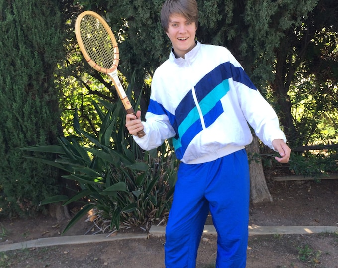 80s Vintage Nylon Todd 1 Track Suit Jacket and Pants Blue Warm up Suit ...