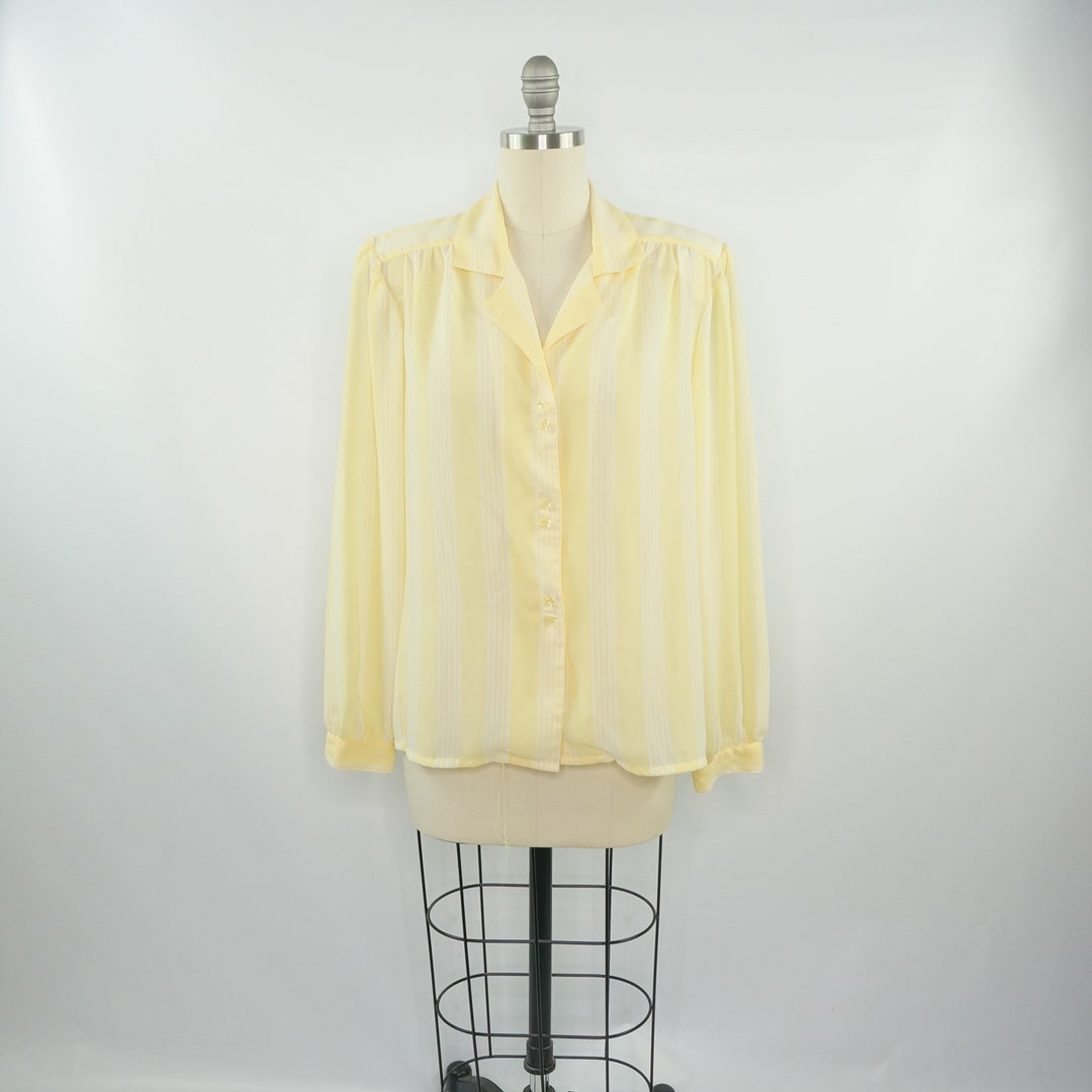 Sheer Soft Yellow Subtle Stripe Chiffon Blouse Josephine Size - Etsy