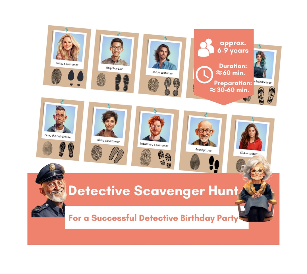 Detective Scavenger Hunt for Kids (ages 6-9) – Printable Birthday ...