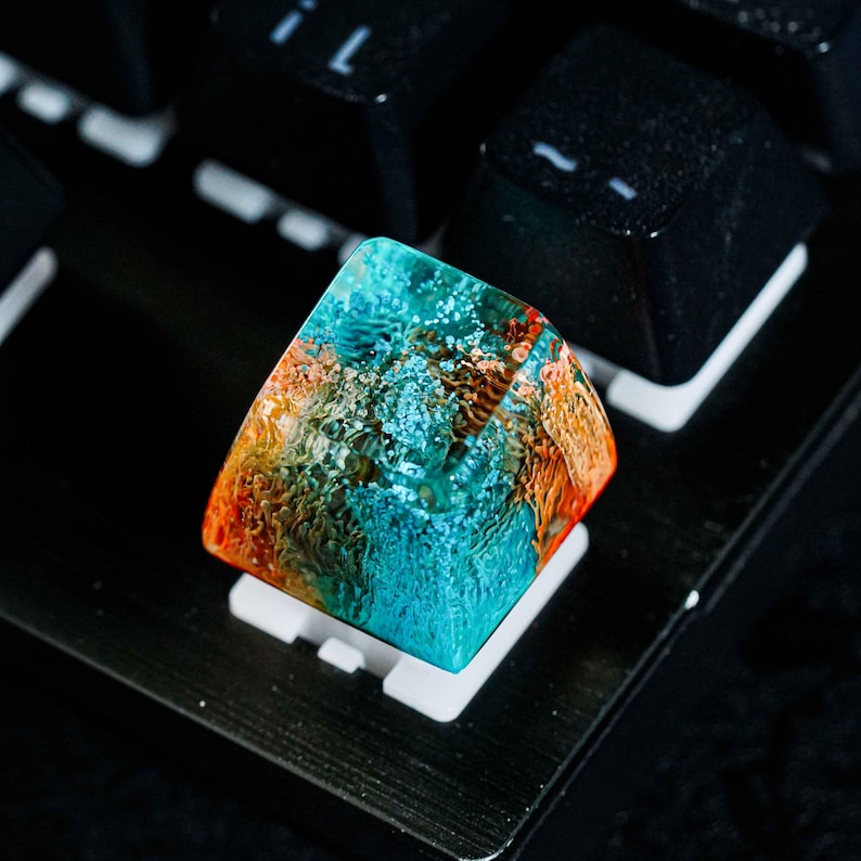 Waterscape Resin Keycap Set – Handmade Ocean & Lava Inspired Keycaps ...