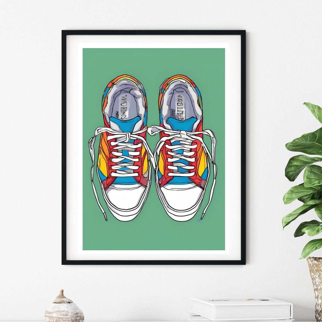 Vintage Trainers Wall Art Print, Colourful Posters, Fun Wall Art, Gift ...