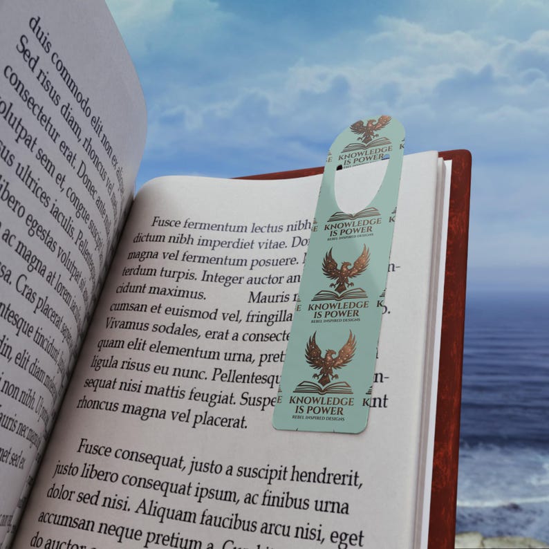 Knowledge is Power Metal Bookmark | Bronze Phoenix Rebel Inspired Logo ...