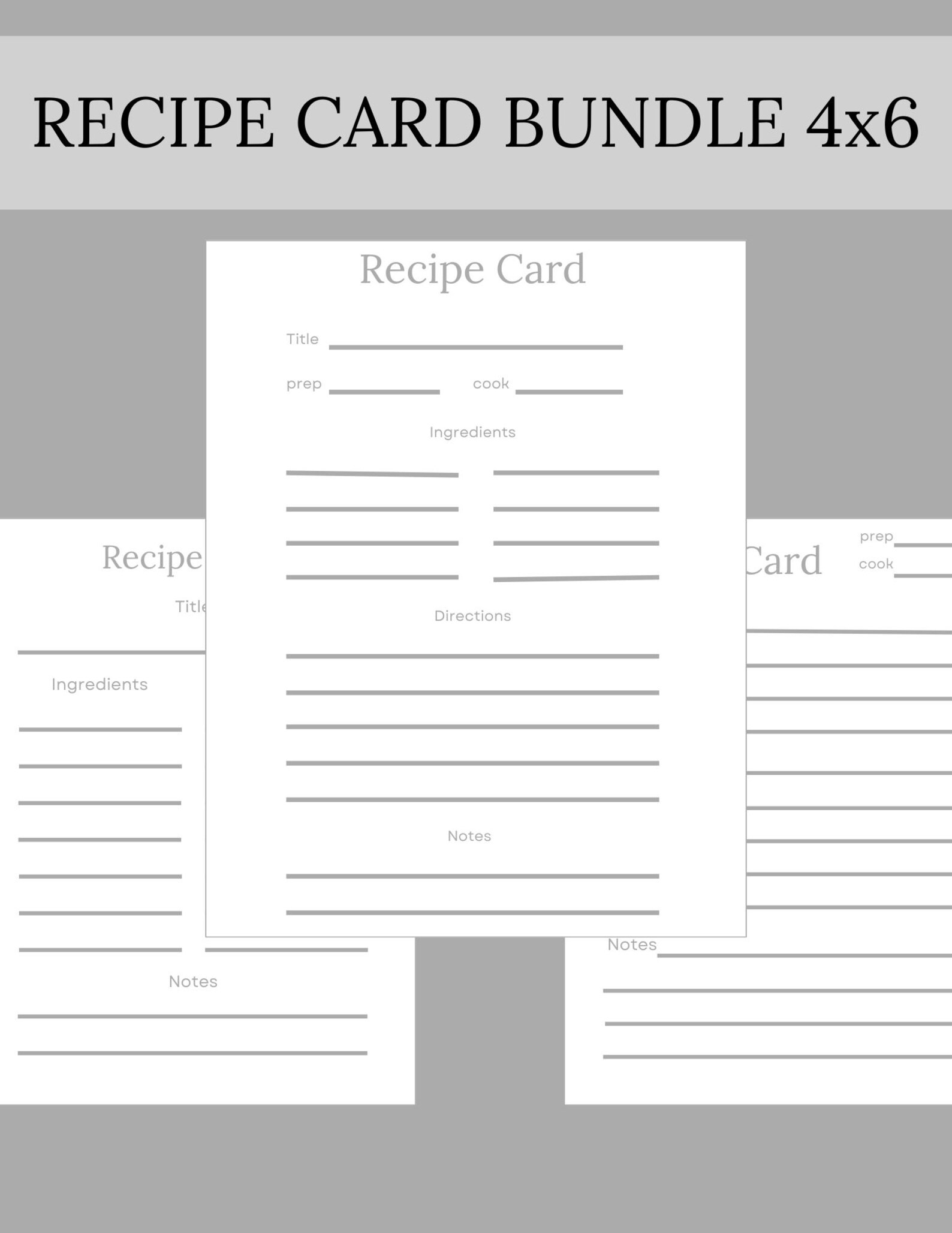 Recipe Card Bundle 4x6-slate | Design for Cooking & Baking Lovers ...