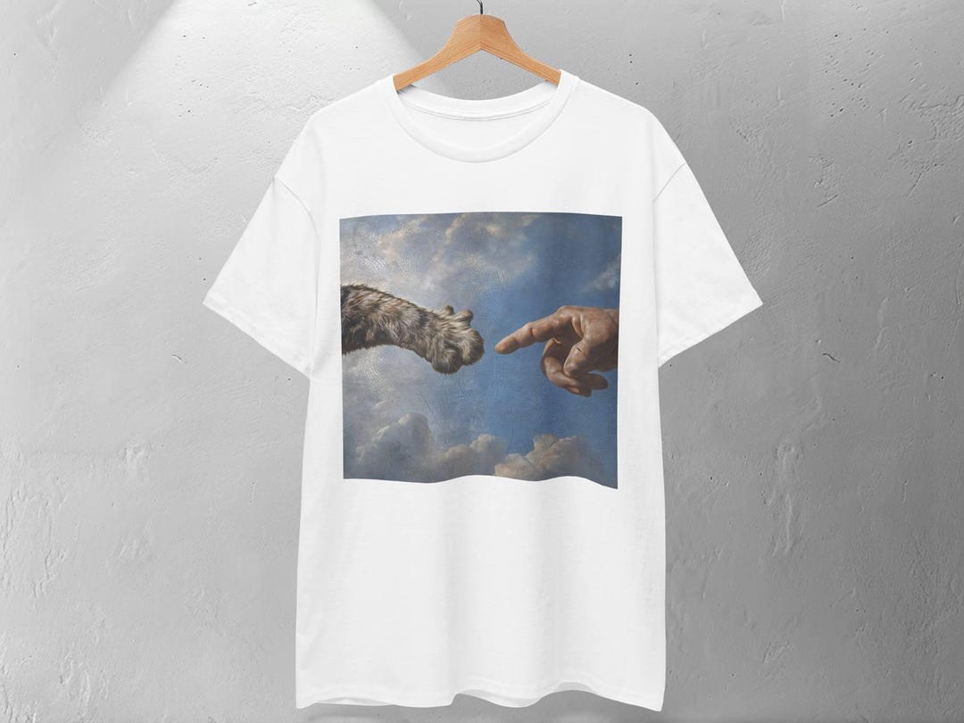 Cat God Creation of Adam Meme Shirt, Michelangelo Art, Jesus Meme Gift ...