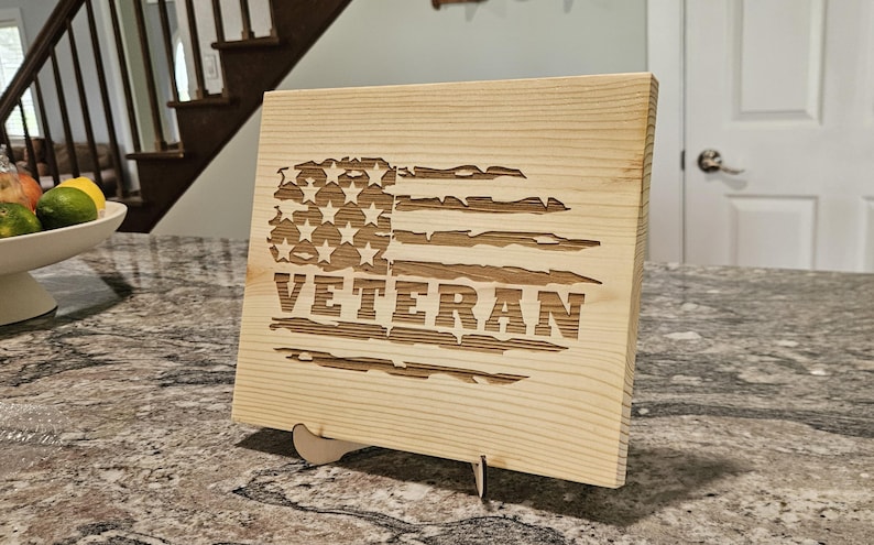 Laser Engraved Veteran Wood Sign: American Flag Tribute - Etsy