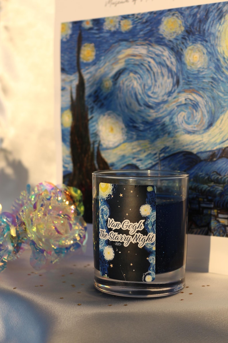 Starry Night Candle: Van Gogh Inspired Midnight Blue Glitter Candle - Etsy