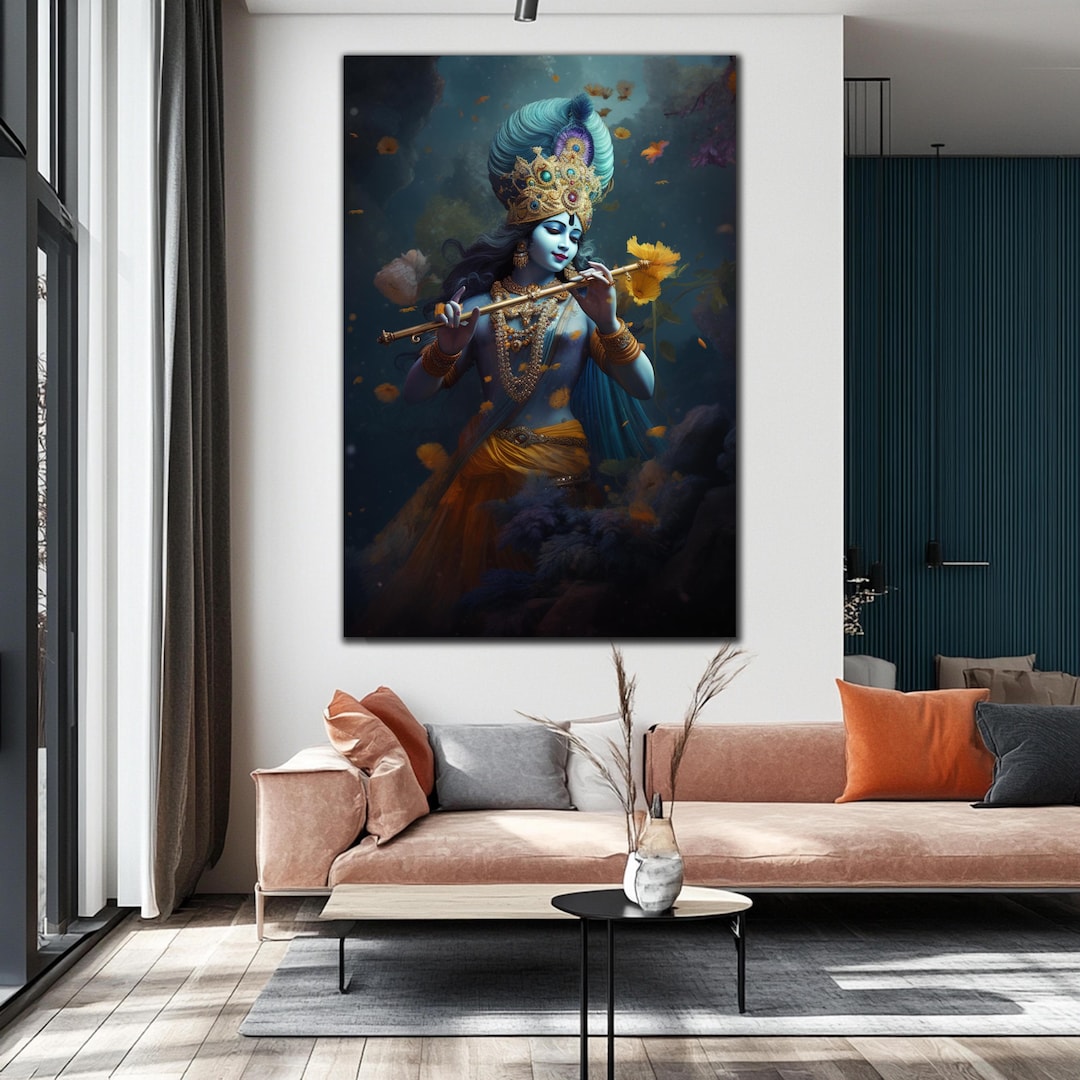 Hindu God Krishna Wall Art, Krishna Tempered Glass Wall Art, Krishna ...