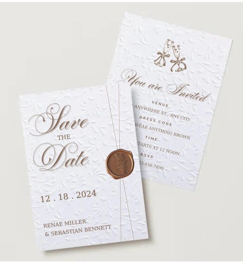 Embossed White Save the Date Invitation – Instant Download & Fully ...