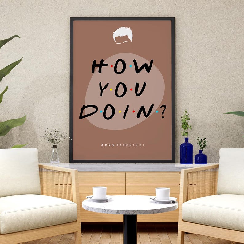 How You Doin' Poster | Friends TV Show Quote | Minimalist Boho Wall Art ...