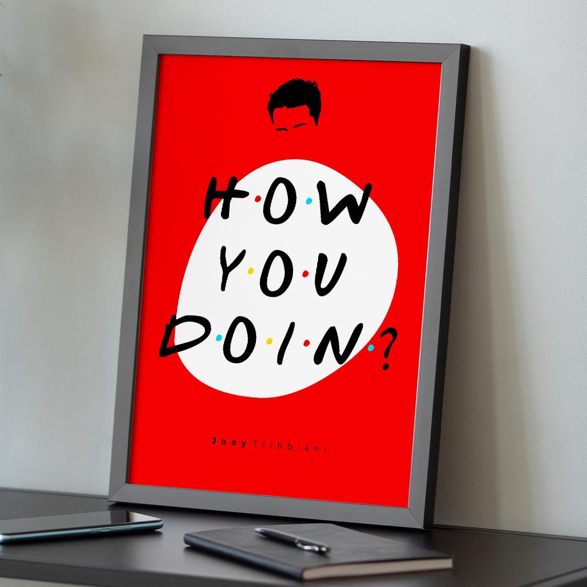 Joey Tribbiani Friends Poster • How You Doin Red Print • Sitcom Quote ...