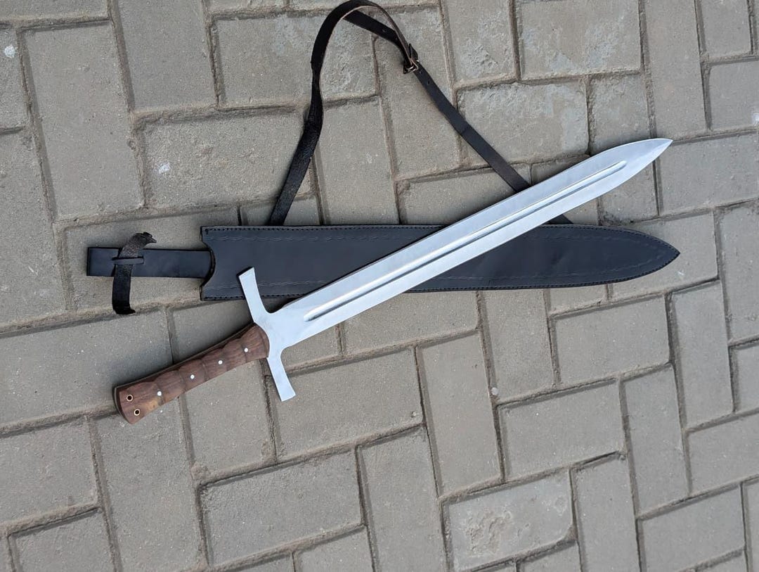 SINGLE EDGE 33 Inches Long Blade Hand Forged Sword / Rosewood Handle ...