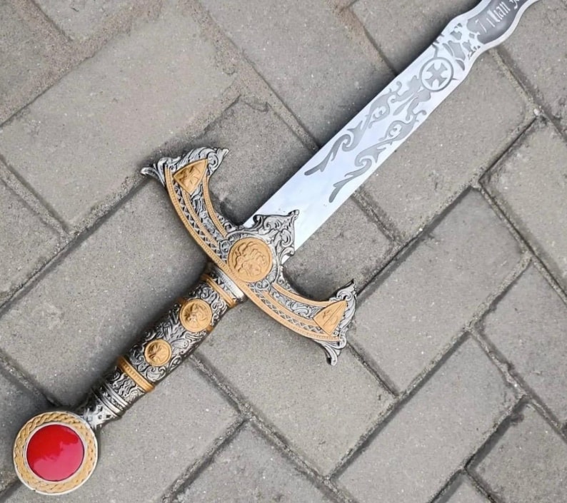 Hand Forged Once Upon a Time Excalibur Replica Sword Replica - Wavy ...