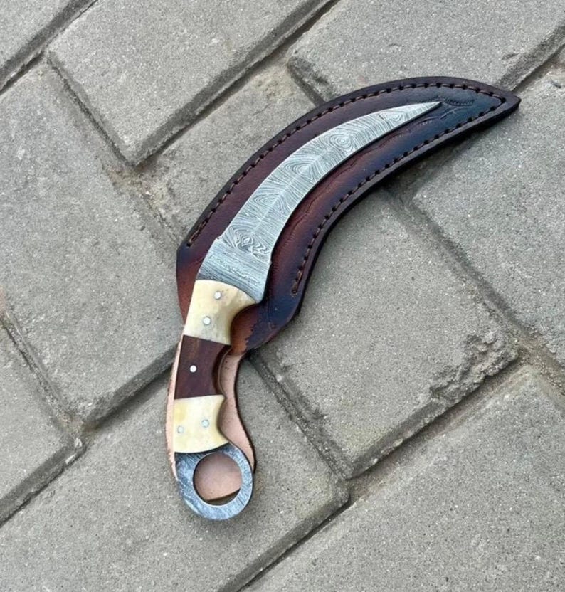 6 Pieces Handmade Damascus Karambit Bowie Knife - Tactical Valorant ...