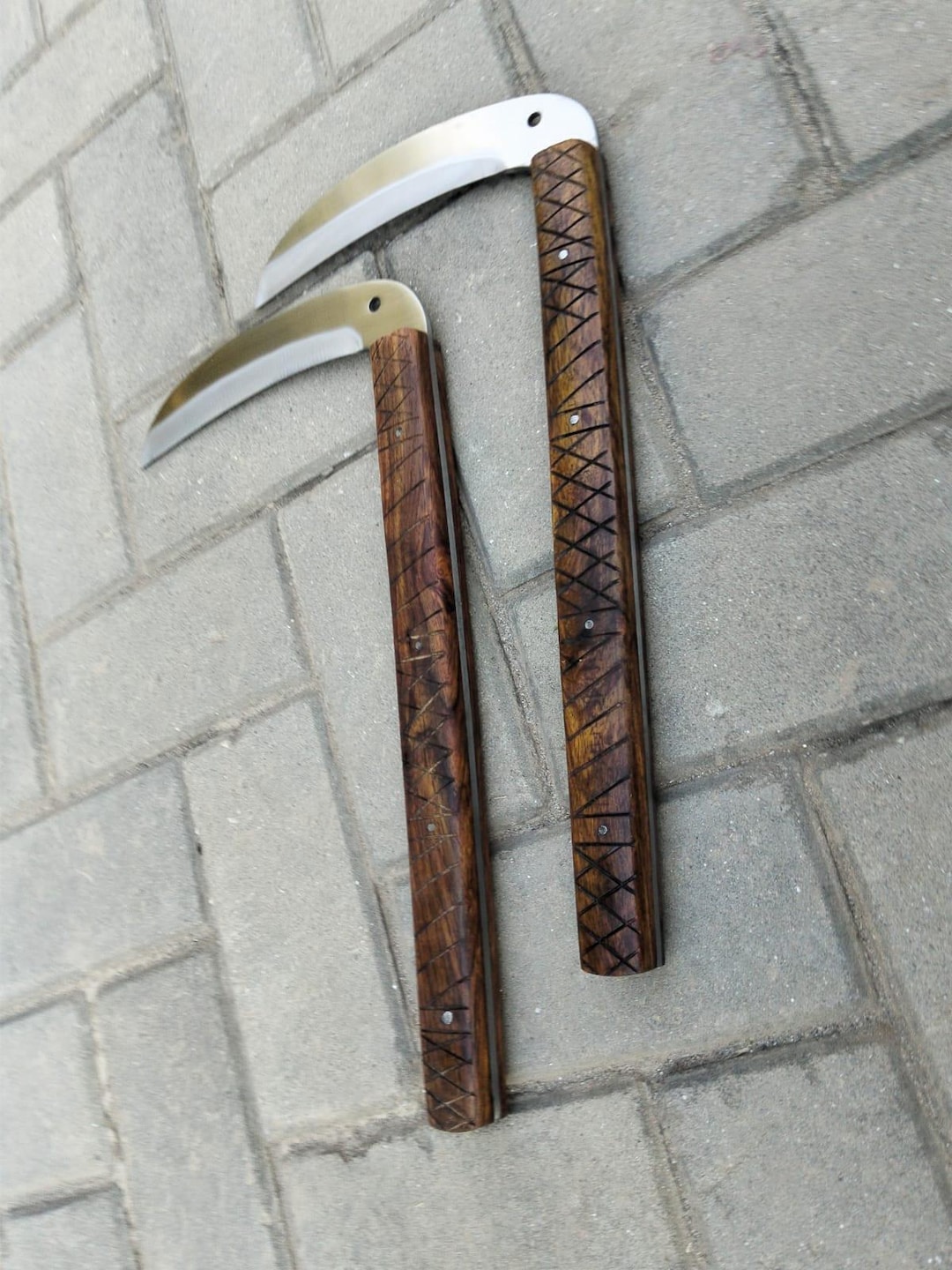 Handcrafted Japanese Kama Set - Okinawan Martial Arts Training Sickle ...