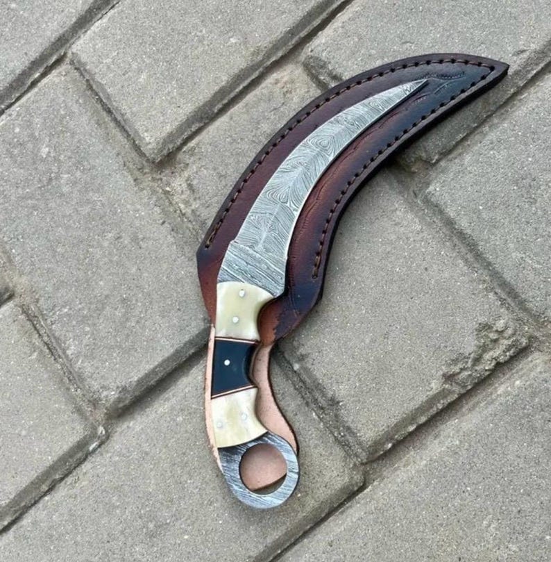 6 Pieces Handmade Damascus Karambit Bowie Knife - Tactical Valorant ...