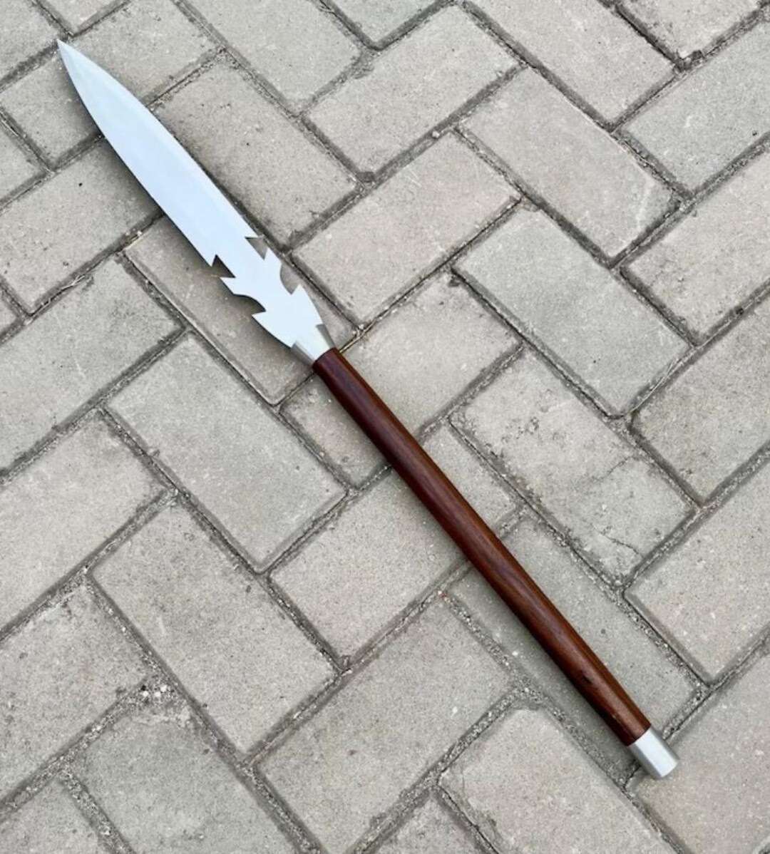 Handmade Barbed Leaf Blade Spear - Full Tang Throwing Spear - 30 Inch ...