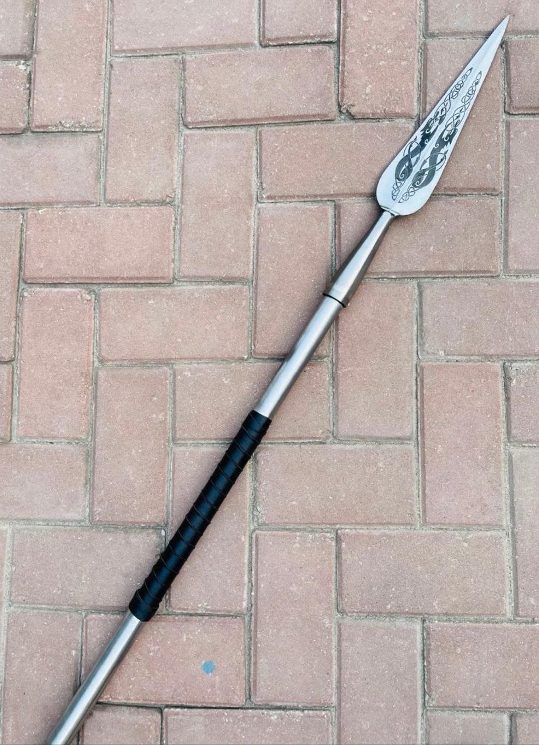 Hand Forged Viking Style Spear - Boar Spear Greek Spear With Leather ...