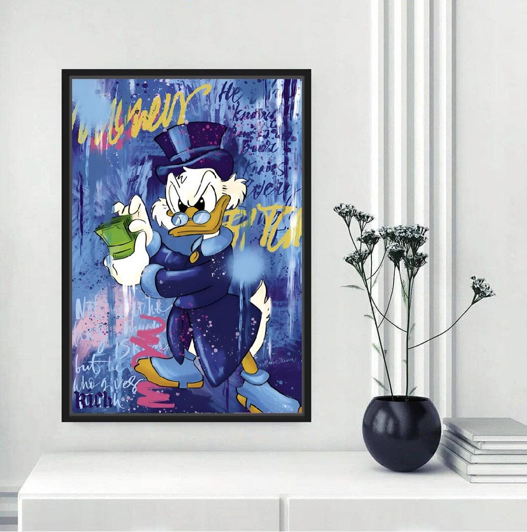 Donald Duck Canvas Art, Funny Donald Duck Dollar Graffiti Canvas Art ...