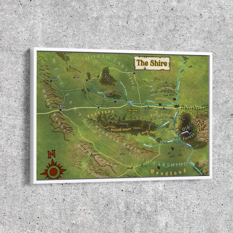 Middle Earth Map of Shire Print: Fantasy Cartography Art - Etsy