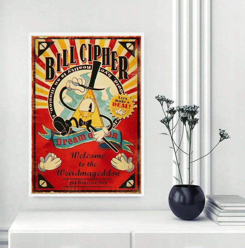 Gravity Falls Poster, Gravity Falls Canvas Wall Art, Bill Cipher ...