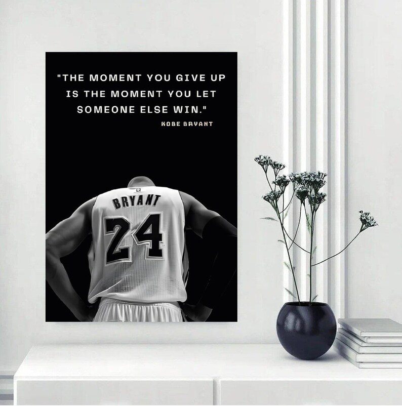 Kobe Bryant Motivational Wall Art Black White Basketball Poster ...