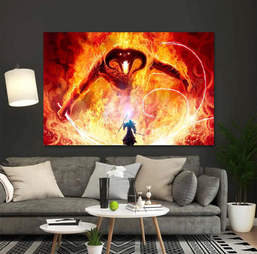You Won't Pass | Gandalf and the Balrog Fight | Printing on Canvas ...