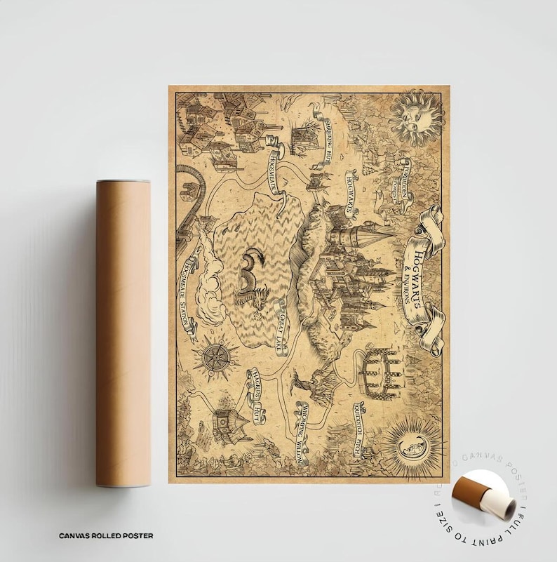 Wizarding World Map Canvas: Vintage Fantasy Dragon Wall Decor - Etsy
