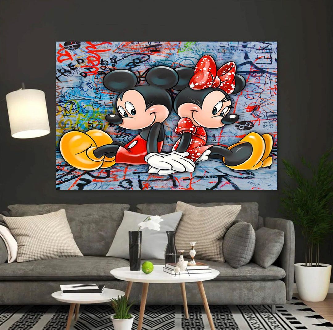 Banksy Mickey Mouse Graffiti Canvas, Luxury Mickey Mouse Canvas Print ...