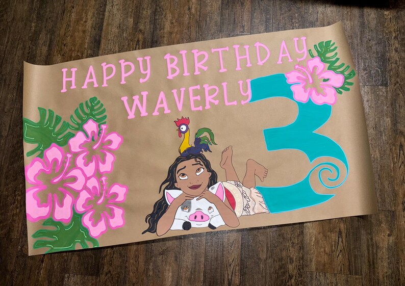 Girls Birthday Banner | Custom Hand Painted Party Banner - Etsy