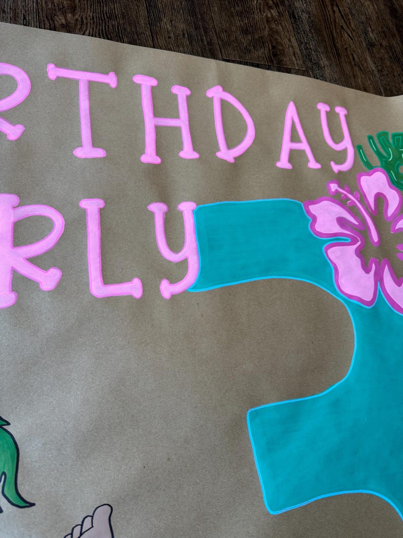 Girls Birthday Banner | Custom Hand Painted Party Banner - Etsy