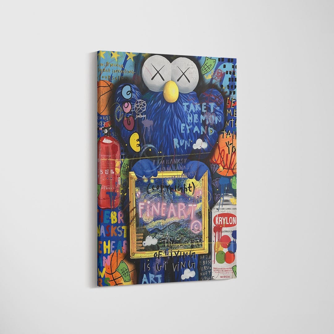 Banksy Cookie Monster Pop Art Canvas Print, Cookie Monster Pop Art ...