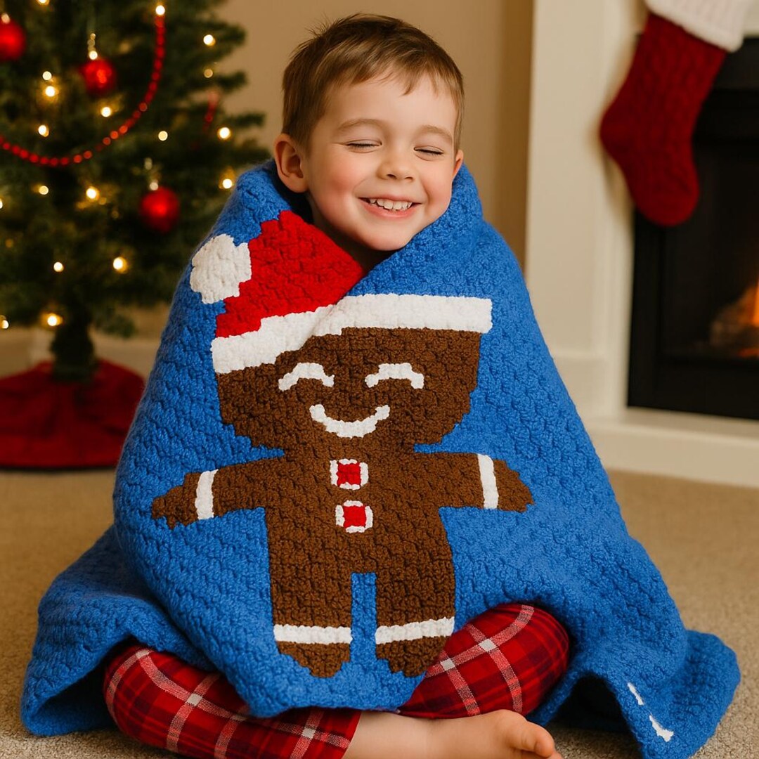 Gingerbread Crochet Blanket Pattern: Christmas C2C Throw (PDF Download ...