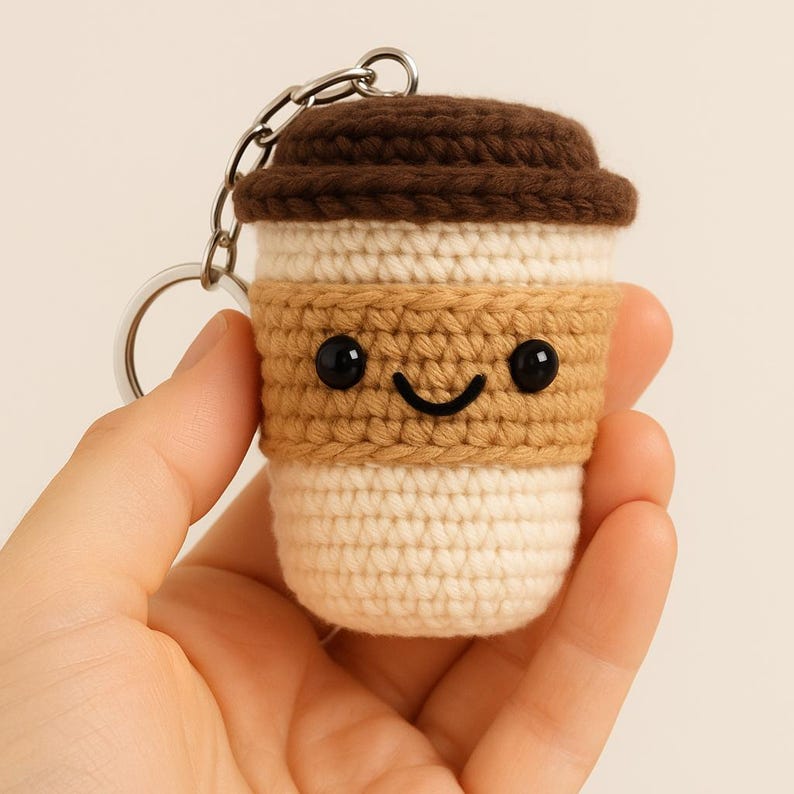 Coffee Cup Keychain Crochet Pattern PDF – Amigurumi Latte Cup Tutorial ...
