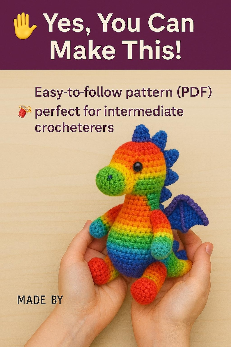 Dragon Crochet Pattern PDF – Amigurumi Dragon Plush Toy Tutorial ...