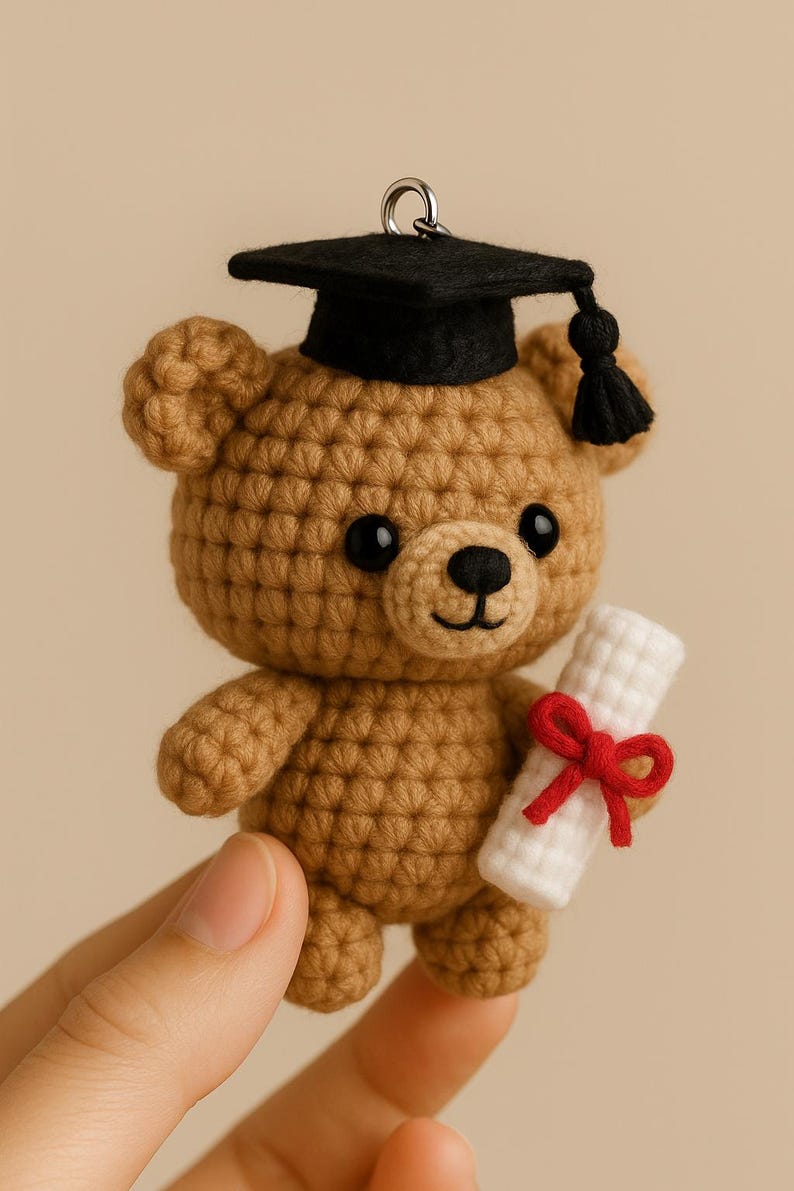 Keychain Graduation Bear Crochet Pattern – Amigurumi PDF With Step by ...
