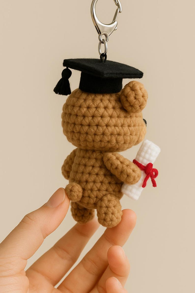 Keychain Graduation Bear Crochet Pattern – Amigurumi PDF With Step by ...