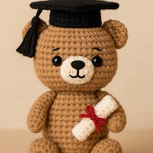 Keychain Graduation Bear Crochet Pattern – Amigurumi PDF With Step by ...