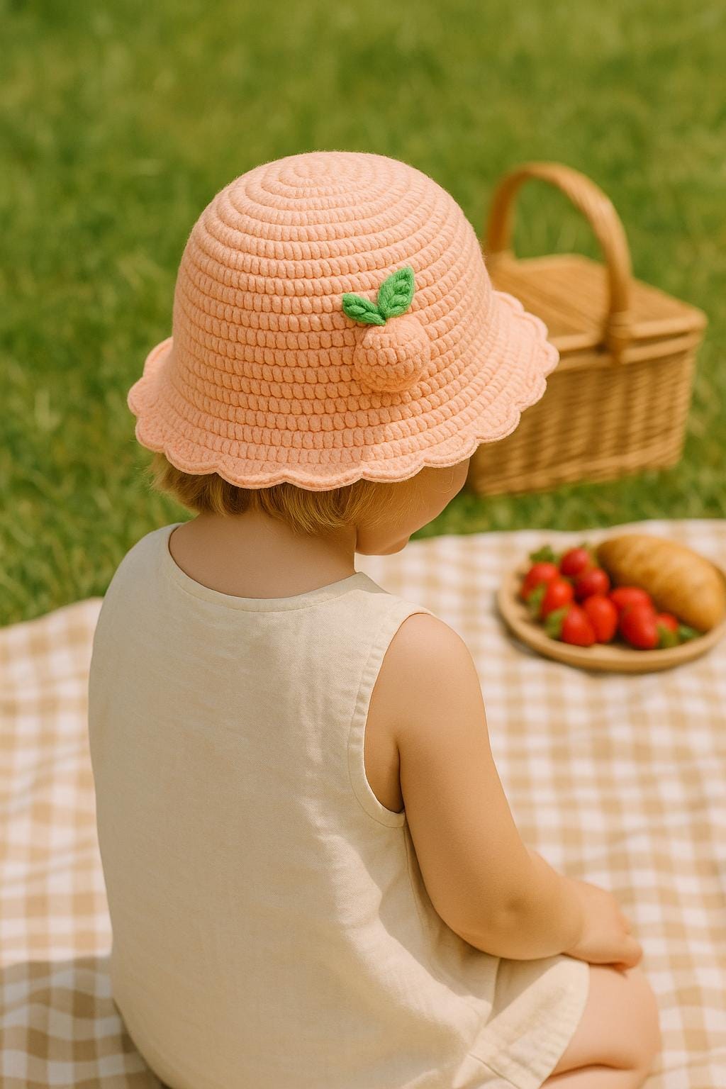 Crochet Peach Sun Hat Pattern: Baby & Toddler Fruit Applique (PDF ...