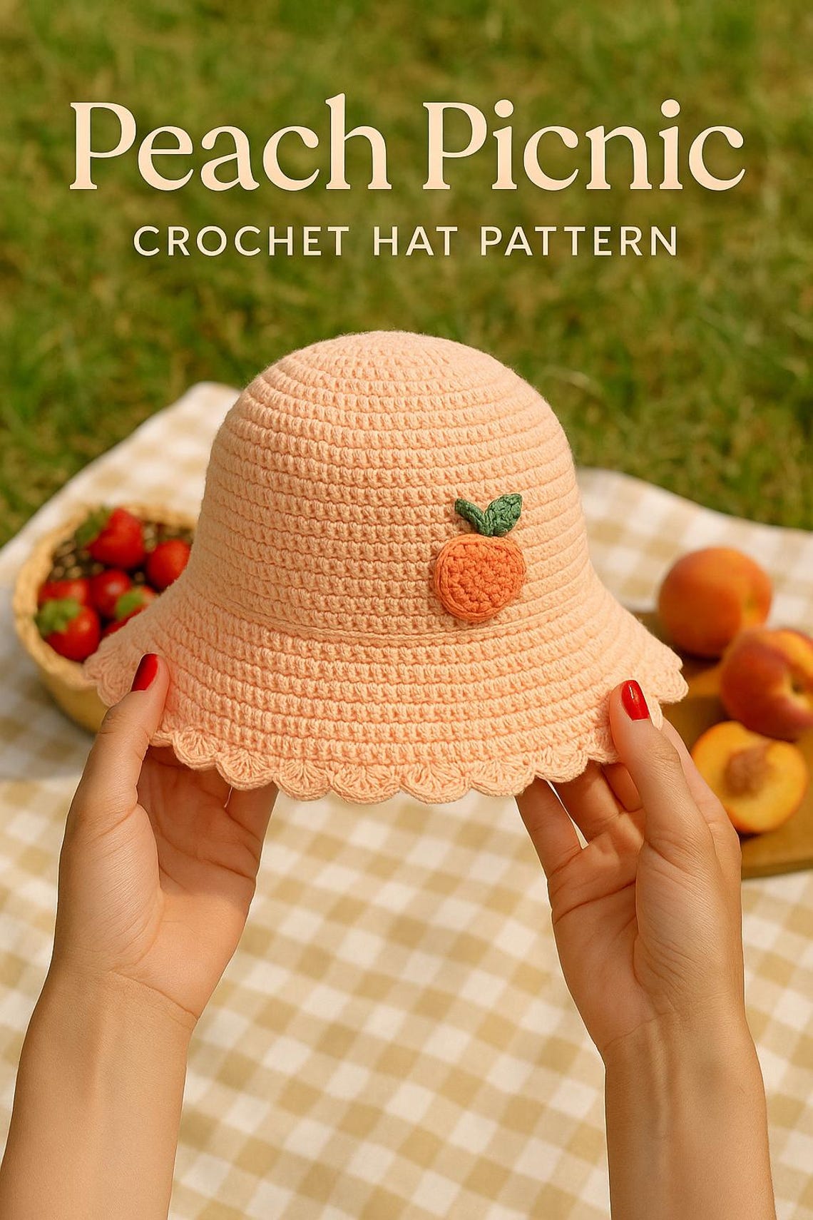 Crochet Peach Sun Hat Pattern: Baby & Toddler Fruit Applique (PDF ...