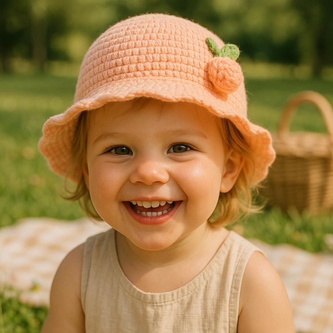 Crochet Peach Sun Hat Pattern: Baby & Toddler Fruit Applique (PDF ...