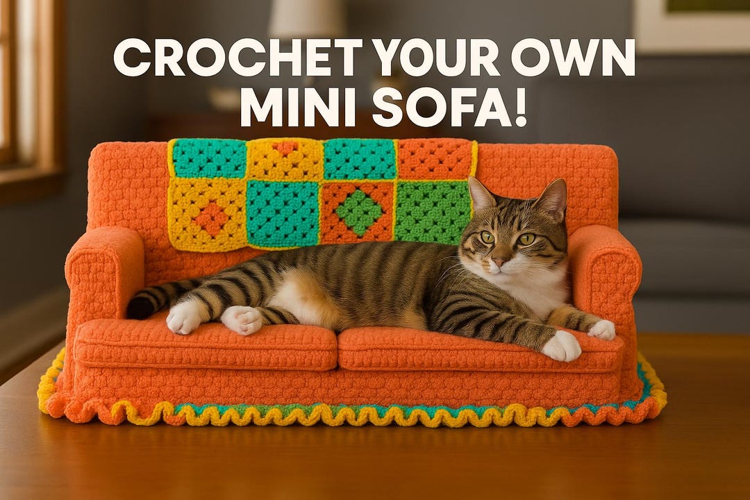 Crochet Cat Sofa Pattern: Amigurumi Granny Square Couch (PDF Download ...