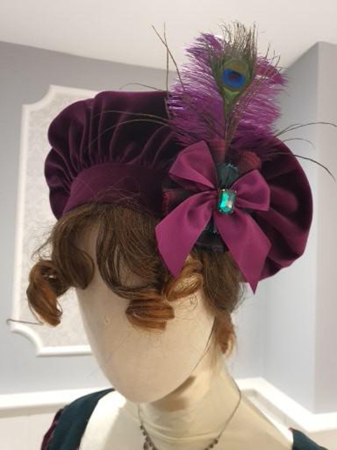 REVERSIBLE Deep Magenta Velvet and Emerald Green Taffeta Regency Style ...