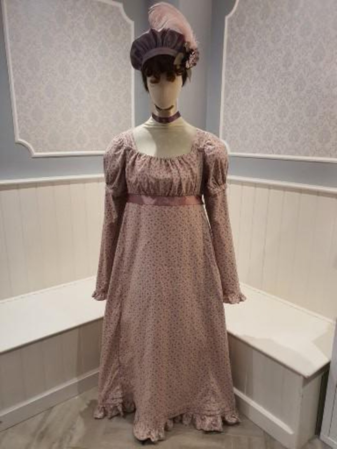 Gorgeous Dusky Violet Regency Style Cotton Dress With Detachable ...