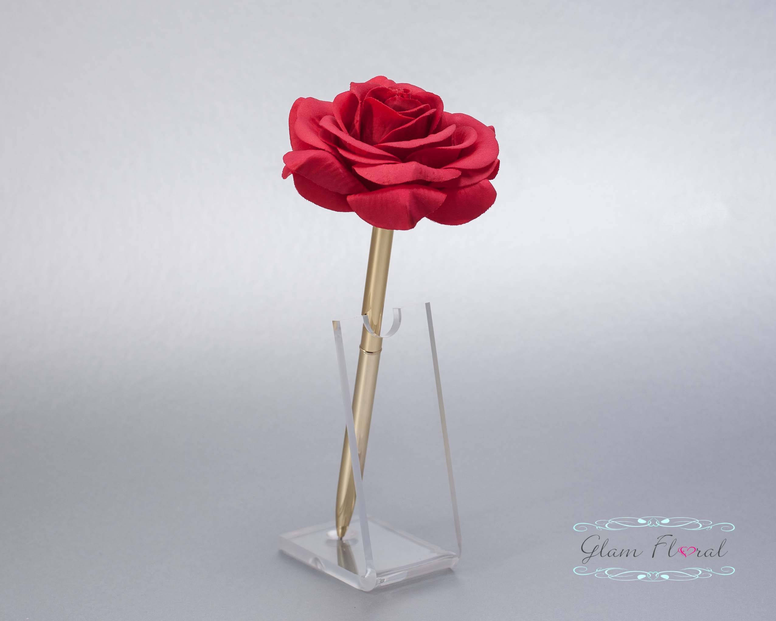 Red Rose Guestbook Pen. Gold Wedding Pen Set Wedding Pen | Etsy