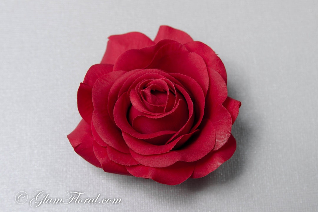 Red Rose Hair Clip, Real Touch Wedding Hair Fascinator Hair Head Piece ...