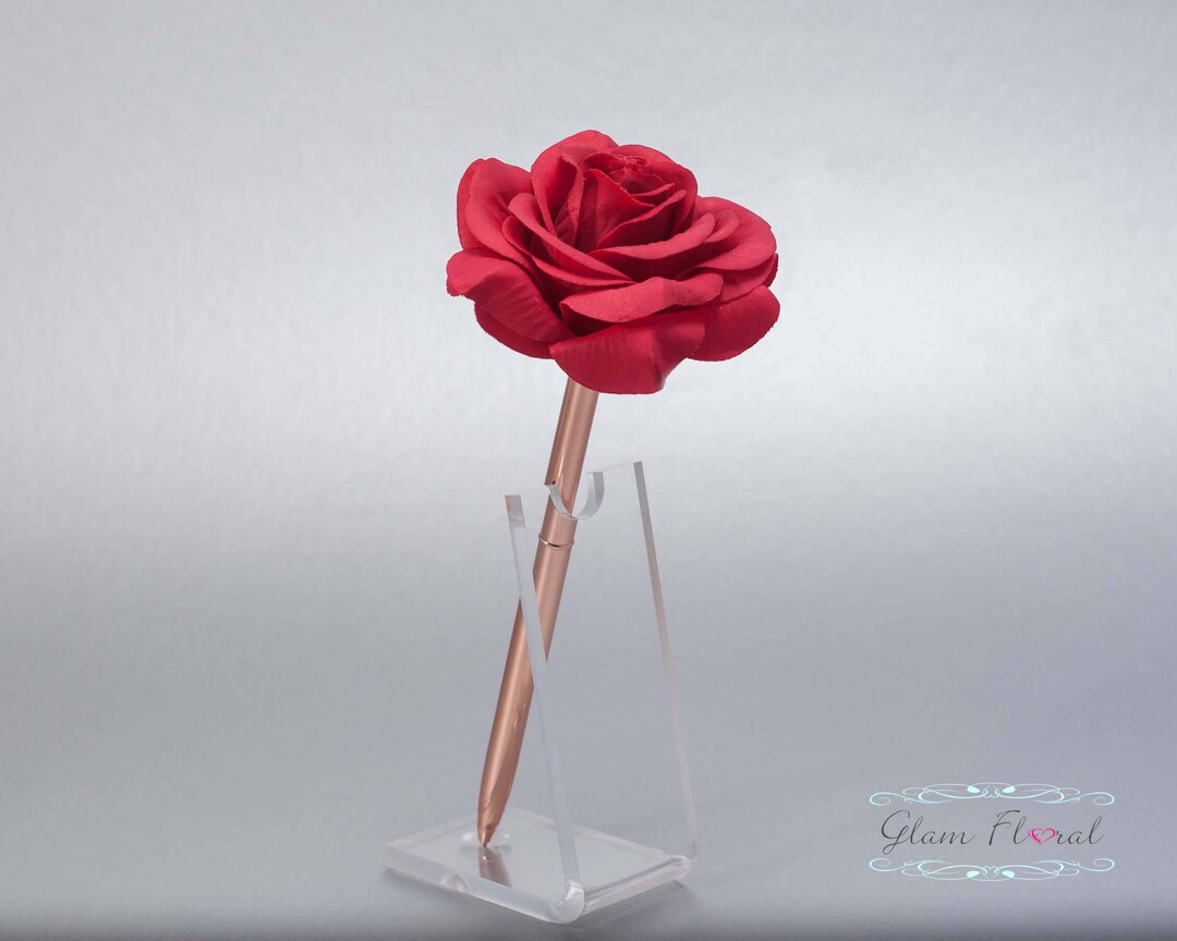 Red Rose Guestbook Pen. Rose Gold Wedding Pen Set, Wedding Pen Holder ...